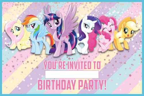 Set of 20 Pony Little -Themed Happy Birthday Invitation Cards & Envelopes - Lightweight (240g), Postcard Style Invites for the Perfect Party Pack
