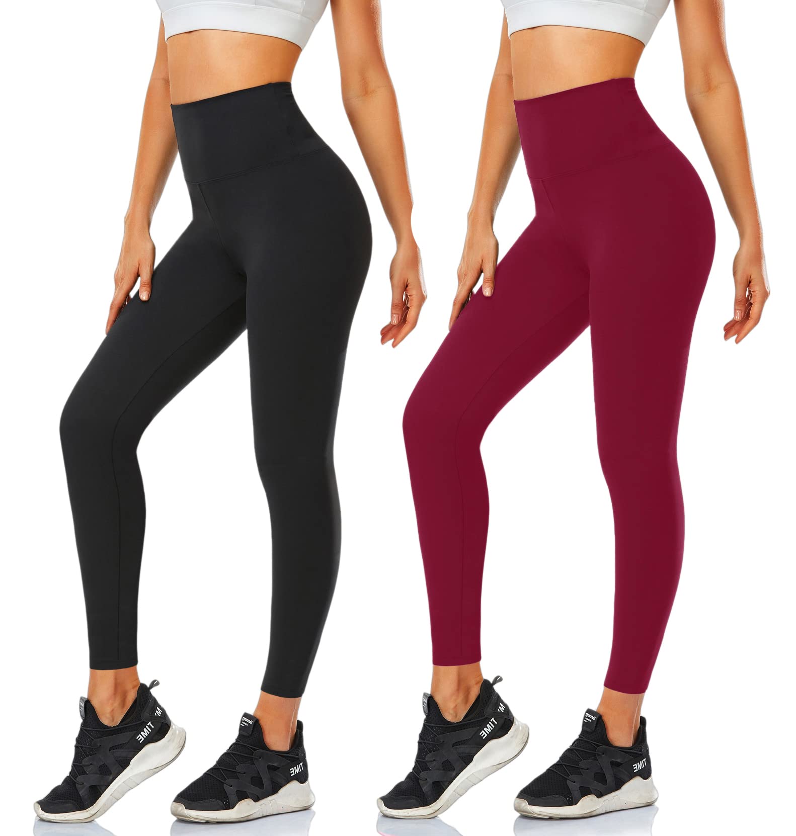 CTHH 2 Pack Leggings for Women Tummy Control-High Waist Non See Through 4 Way Stretch Black Soft Workout Yoga Pants