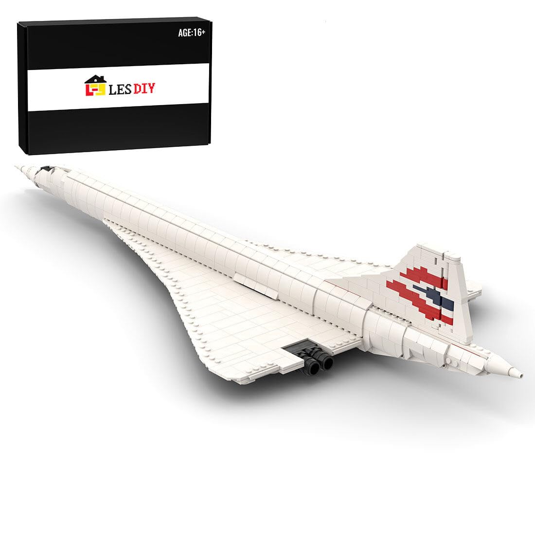 ClearEdge Concorde Airplane Large Jet Passenger Plane MOC Building Set STEM Learning Building Bricks Helicoper Construction Toy Compatible with Lego 10318