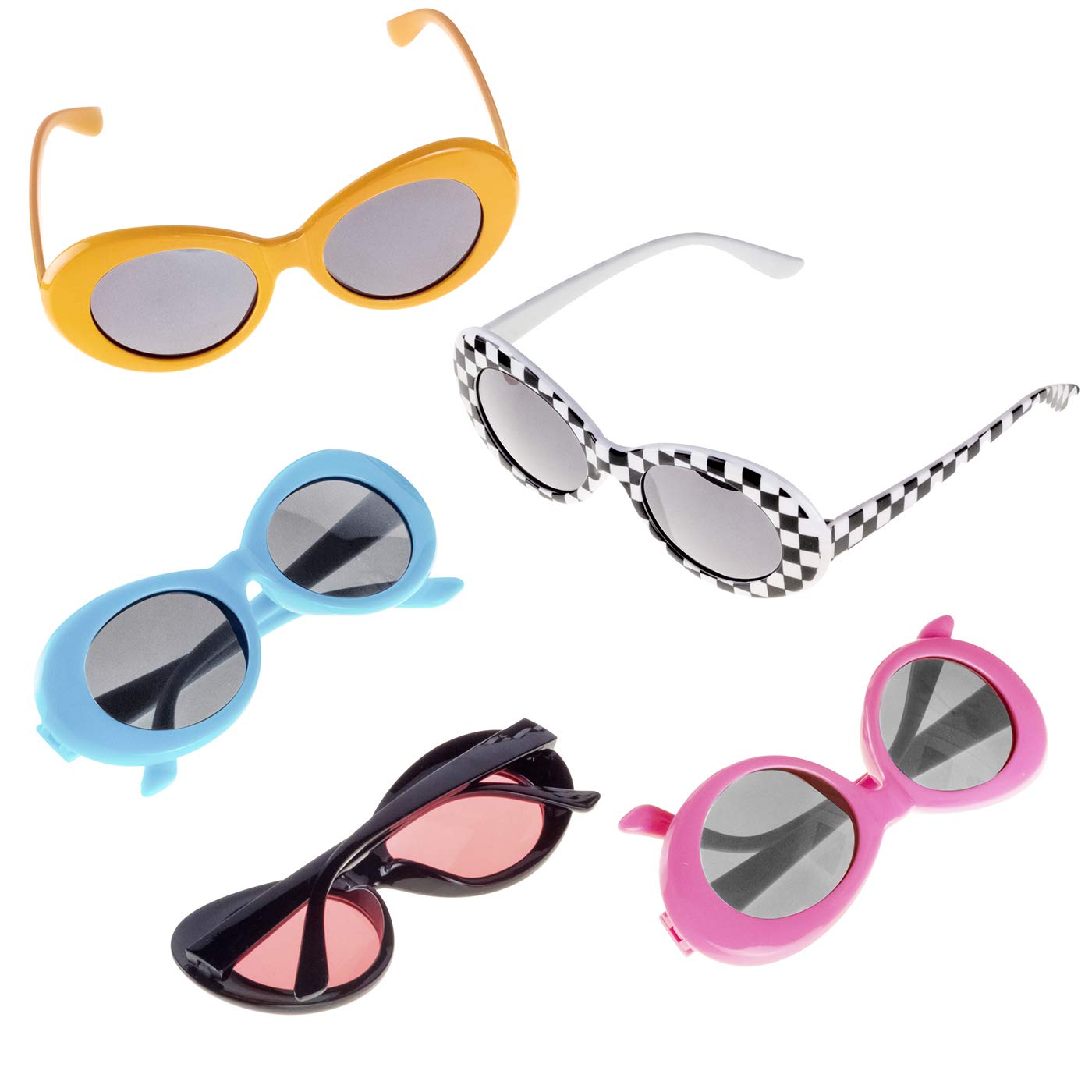 CICINUJOY 10 Pack Oval Goggles Retro Mod Thick Frame Round Lens Sunglasses Plaid Glasses for Women,Girls,Men,Teenagers,Boys