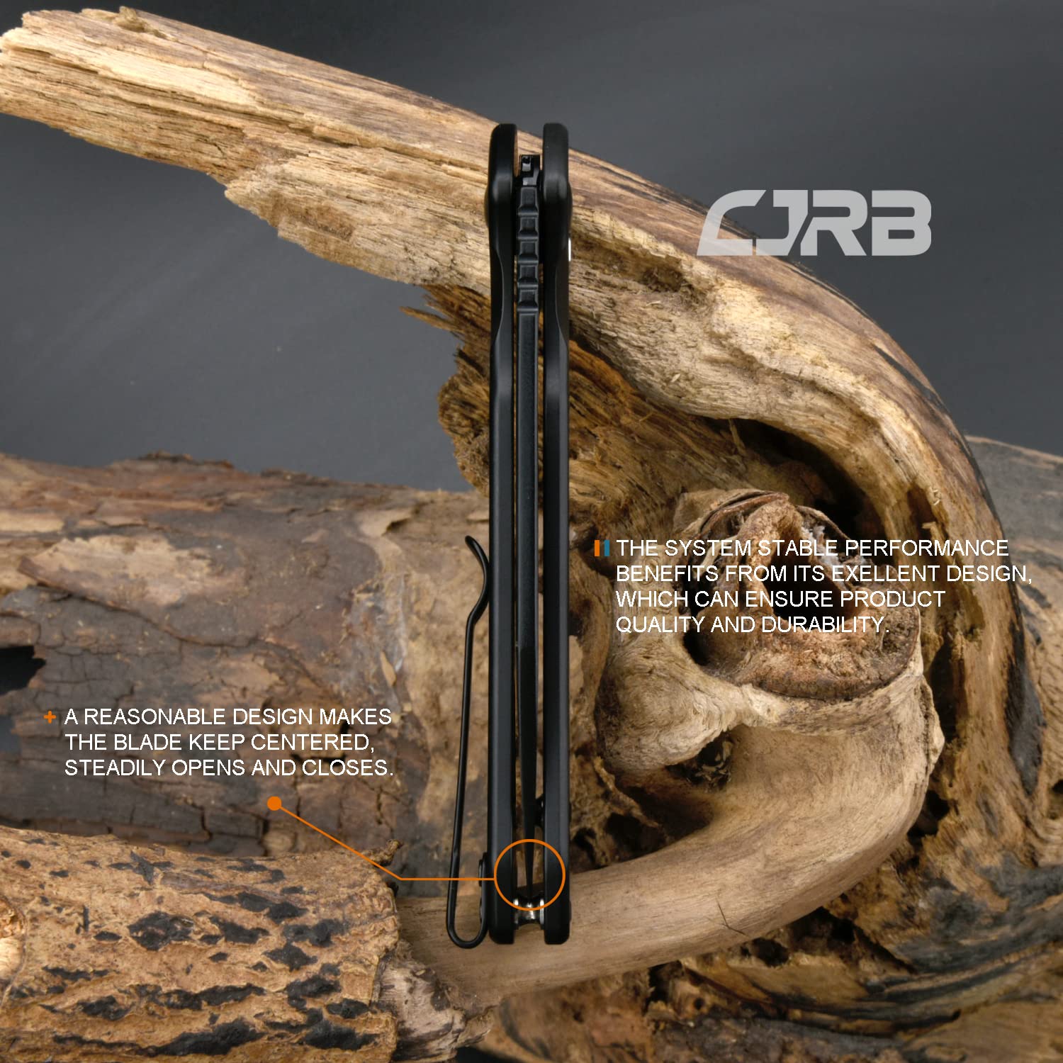 CJRB Pyrite-Alt (J1925A) Folding Pocket Knife with 3.11'' Black PVD AR-RPM9 Wharncliffe Blade Black PVD Steel Handle,Button Lock EDC Knife for Tactical,Outdoor,Hiking and Gift