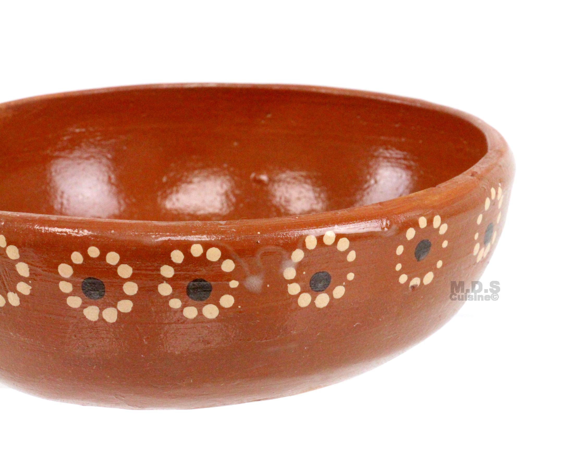 Ematik Plato Pozolero Bowl De Barro Mexican Artisan Floral 100% Clay Soup Pozole Menudo Caldo Bowls