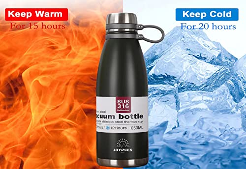 JOYRSES All Stainless Steel Vacuum Thermos,Keeps beverage and water Hot or Cold for Up to 20 Hours,Insulated water Bottle22oz(Dark blue)
