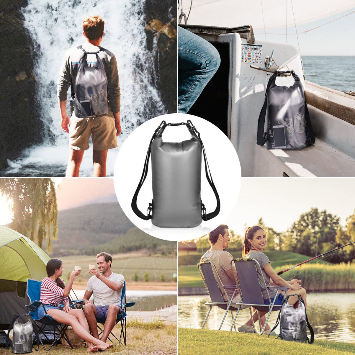 CLISPEED Waterproof Dry Bag Matte Backpack for Boating Kayaking Fishing Rafting Swimming Floatingmming Floating (15L)