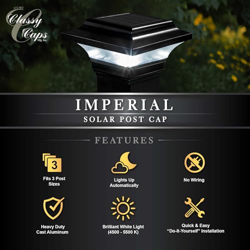 Classy Caps SL082B Imperial Outdoor Post Light- Fits 2" x 2", 2.25" x 2.25", 2.5" x 2.5" Posts, Black Powder Coated Aluminum