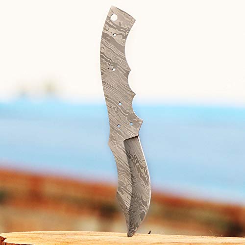 Damascus Steel Blank Blade 9" Handmade Hunting Skinnig Camping Knife Blanks Diy Knife Making Material Fixed Blade Bushcraft Edc Knives Blanks Jnr2168