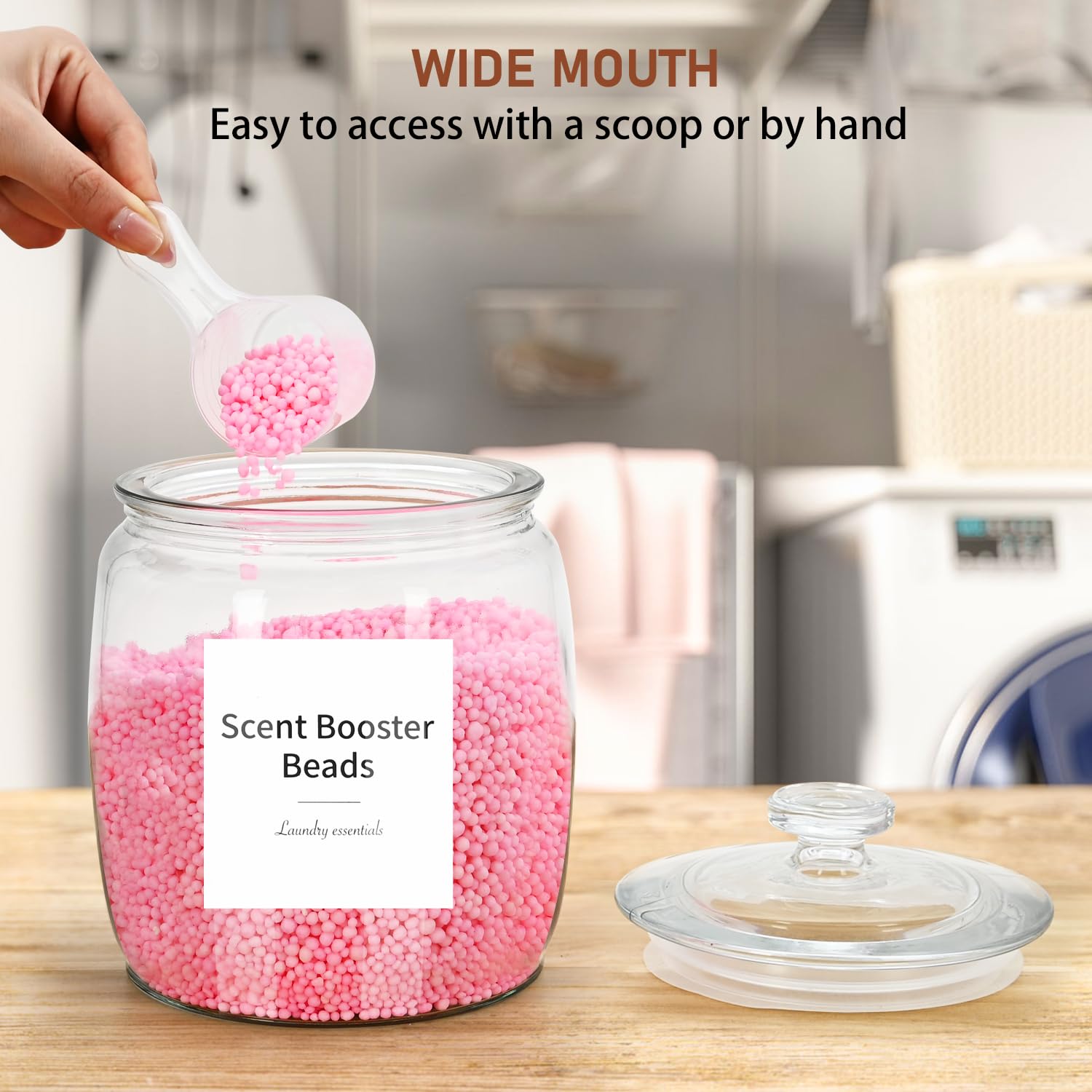 Laundry Pods Container for Laundry Room Organization and Storage, 71 Oz Glass Storage Containers with Lids, Glass Jar with Lid for Cookie, Food, Powder, Dryer Balls