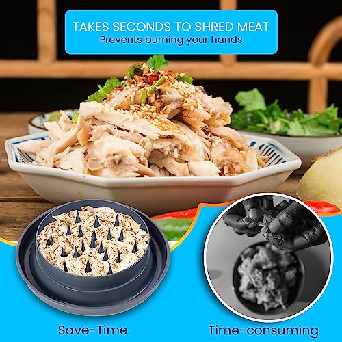 Konvivial Living Pro Chicken Shredder Tool Twist with Clear Lid, 9.5", Meat Shredder, Shredded Chicken, Shred Machine, Dishwasher Safe, Anti-Slip Base, BPA Free