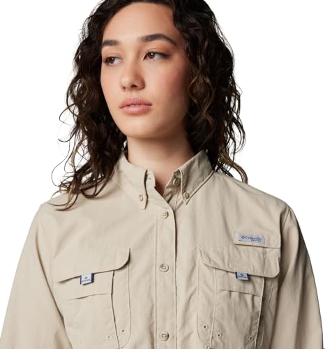 Columbia Women's PFG Bahama II Long Sleeve Shirt, Breathable, UV Protection Fossil, 2X