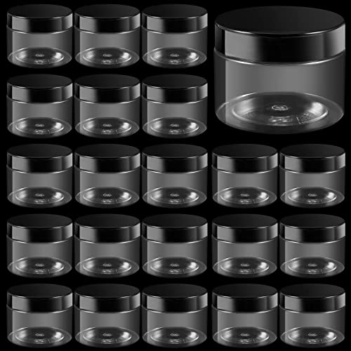 ZEONHEI 46 Pack 4 Oz Plastic Jars with Lid, 120ml No-BPA Wide Mouth Clear Empty Cosmetic Slime Containers Transparent Storage Bottle for Slime Food Cream Jam Glitter DIY Bathroom Kitchen