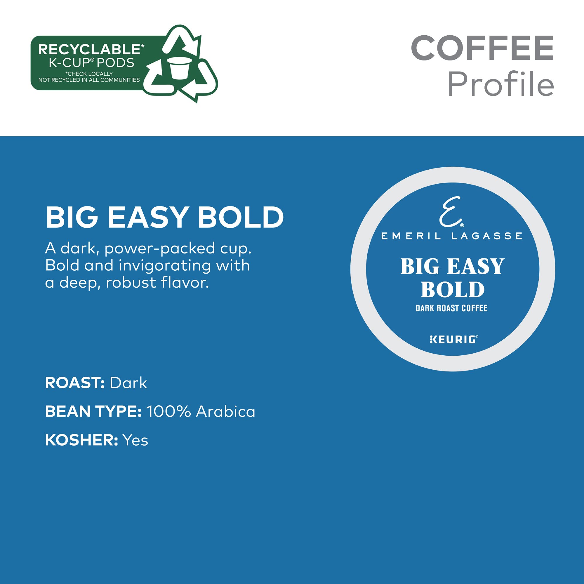 Emeril Big Easy Bold Single-Serve Keurig K-Cup Pods, Dark Roast Coffee Pods, 48 Count