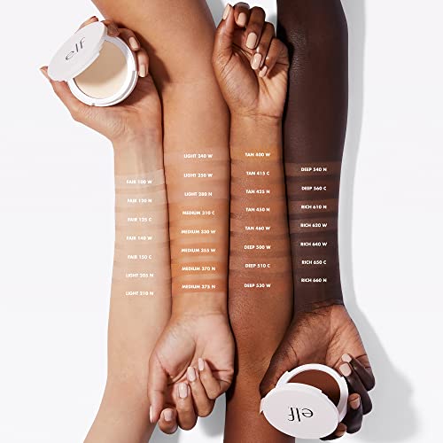 e.l.f. Camo Powder Foundation, Lightweight, Primer-Infused Buildable & Long-Lasting Medium-to-Full Coverage Foundation, Light 210 N