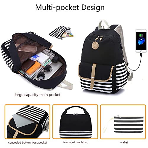 Lmeison Cow Print Backpack with Lunch Bag & Cute Backpack for Teen Girls with Lunch Bag