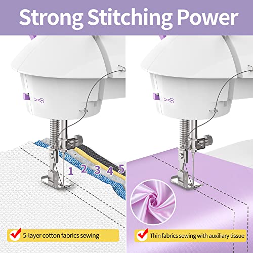 KPCB Mini Sewing Machines 2.0 with Backstitch, Upgraded Sewing Machine for Beginners or Kids with LED Strip & Adjustable Stitches
