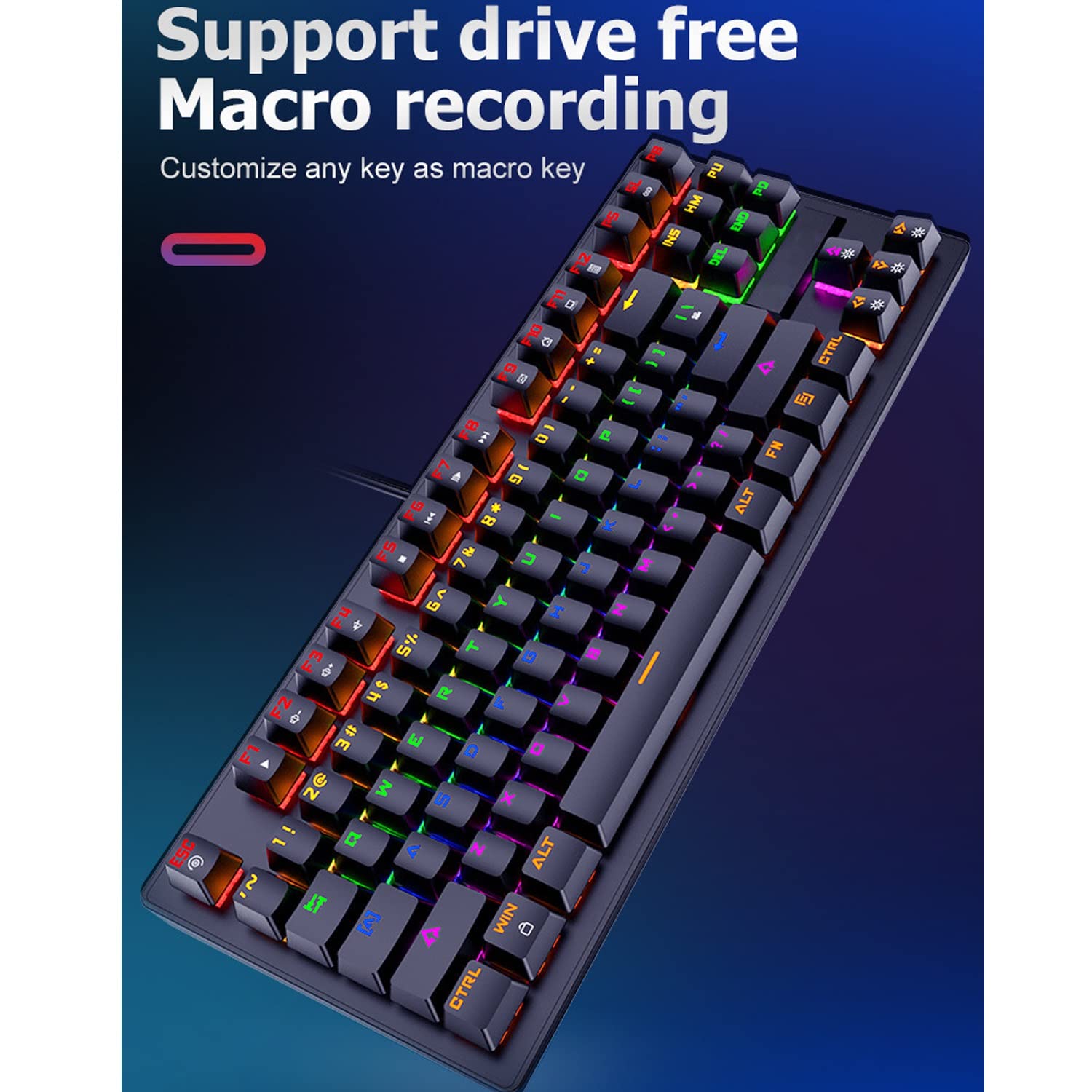 EXHNLE RGB Gaming Keyboard and Mouse - 87 Keys Compact Keyboard and Mouse LED Breathing Backlit Lightweight Optical Mouse, RGB Wired Gaming Set for Gamer