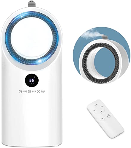 Evaporative Air Cooler, LifePlus 3 in 1 Portable Bladeless Fan with Wheel, Cooling & Humidification Function, Water Swamp Cooler with 1.32 Gallon Water Tank, 12H Timer and Remote Control for Bedroom
