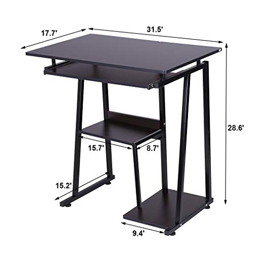 Clear Desk Home Office Home Office Wood Computer Desk with Keyboard Tray, Students Writing Table with Storage Drawers Hutch (Black, One Size)