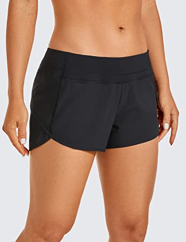 CRZ YOGA Women's Quick Dry Workout Running Shorts Mesh Liner - 2.5'' Drawstring Sport Gym Athletic Shorts Zip Pocket Black Small