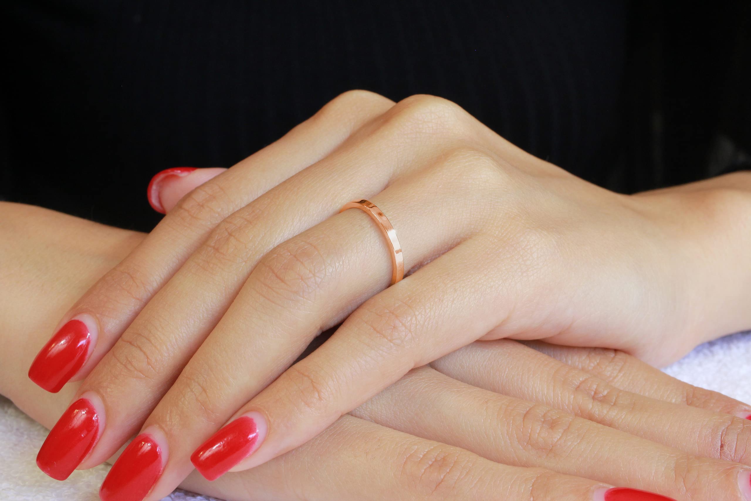 CloseoutWarehouse Rose Gold-Tone Plated Sterling Silver Flat Plain Bridal Band Ring 2MM Size 6