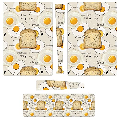 Fried Eggs and Bread Full Protective Skin Cover Design Wrap Decal Sticker Compatible with PS5 Digital Edition Console and Controller