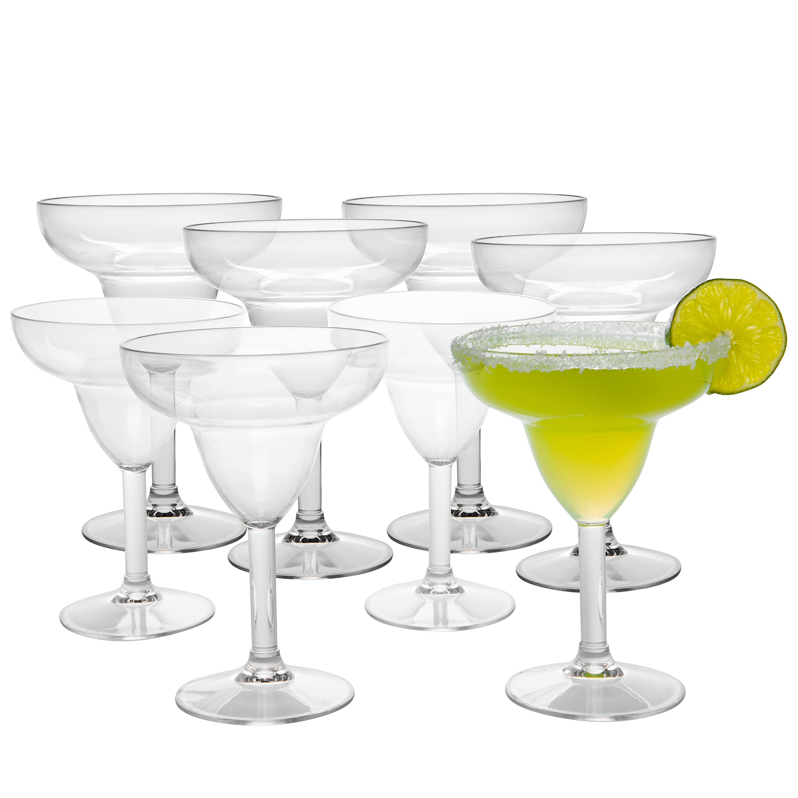 D'Eco Unbreakable 12 oz Margarita Glasses (Set of 8) - Reusable Shatterproof Tequila & Spicy Margarita Glassware - Perfect for Hosting & Entertaining Parties- Mixed Drink & Frozen Cocktail Glasses Set