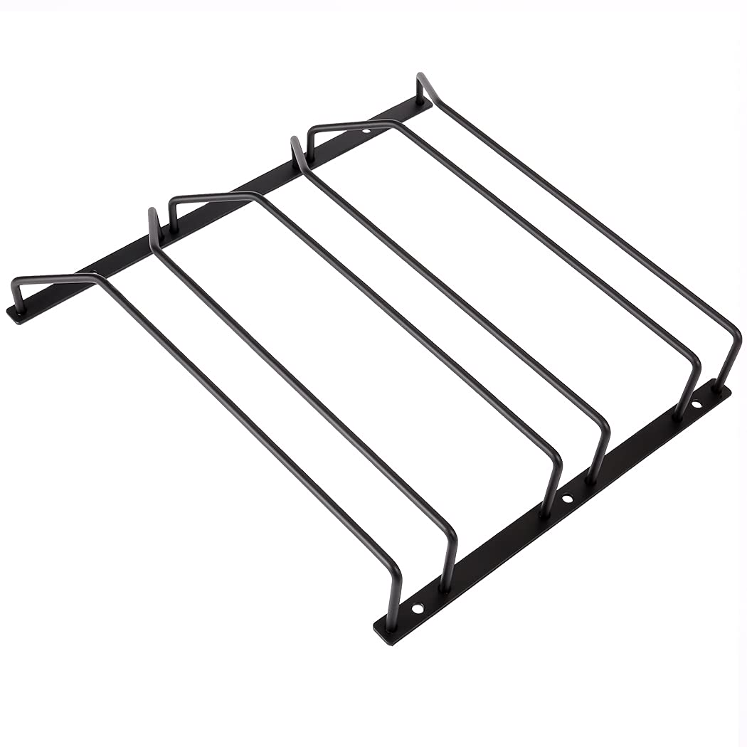 Dianoo 30.5cm Black Wine Glass Rack, Wine Glass Holder Under Shelf, Stemware Rack Under Cabinet, 3 Rows