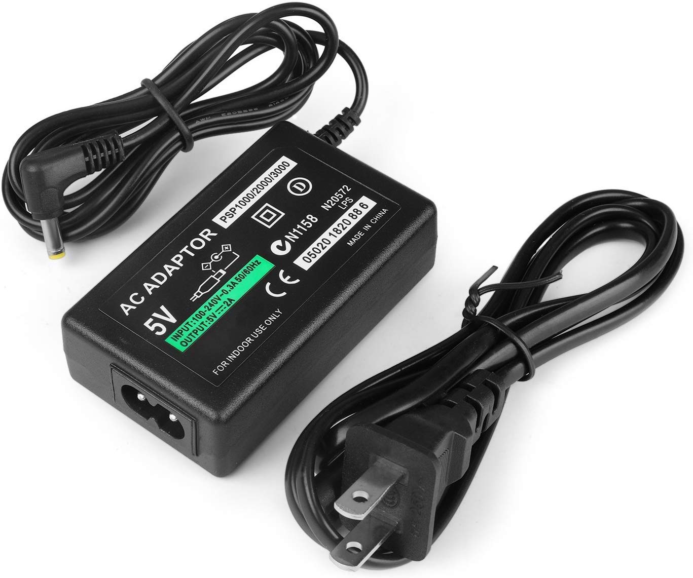 TFSeven 2Pcs PSP-S110 1200mah Rechargeable Lithium Ion Replacement Sony PSP Slim Battery + AC Adapter 5V 2A Wall Travel Power Supply Compatible for PSP 2000 2001 3000 3001 3004 Accessories Bundle Kit