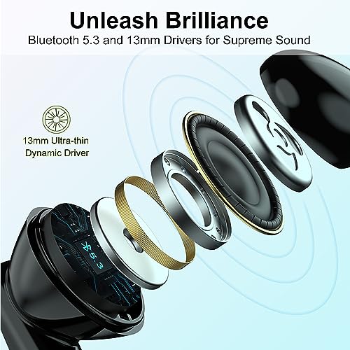 HomeSpot True Wireless Earbuds, Active Noise Cancellation Bluetooth 5.3 TWS with 4 ENC mic, Charging Case with Battery Level Indication, Low Latency 30 Hrs Playback time