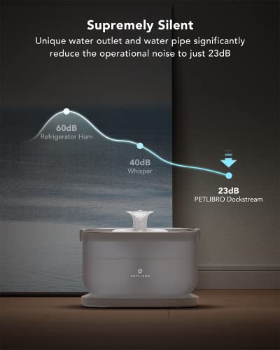 PETLIBRO Cat Water Fountain Stainless Steel with Wireless Pump, 2.5L/84oz Dockstream Automatic Pet Water Fountain for Cats Inside, Easy to Clean, BPA-Free Dog Water Dispenser with Two Flow Modes,White