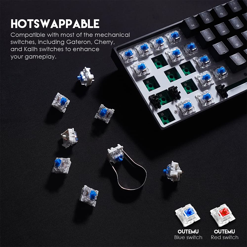 FANTECH MAXFIT61 Frost 60% Mechanical Keyboard, Type-C Compact 61keys Hot Swappable RGB Gaming Keyboard for Windows PC, Linear Red Switch - Black