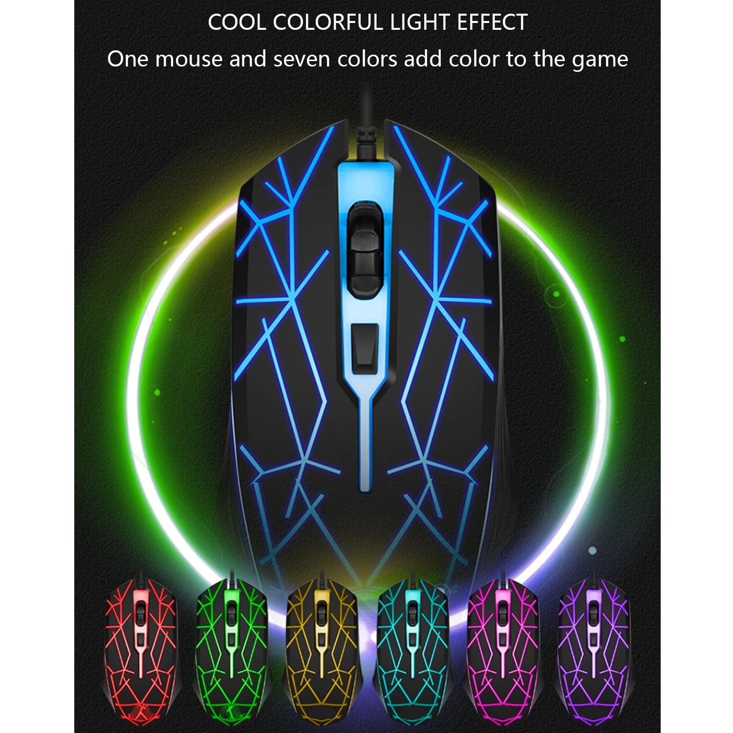 EXHNLE Gaming Keyboard and Mouse Combo, Gaming Keyboard RGB LED Rainbow Backlit, USB Wired Keyboard, 104 Keys USB Ergonomic Keyboard, for PC Computer Gamer (Color : White)