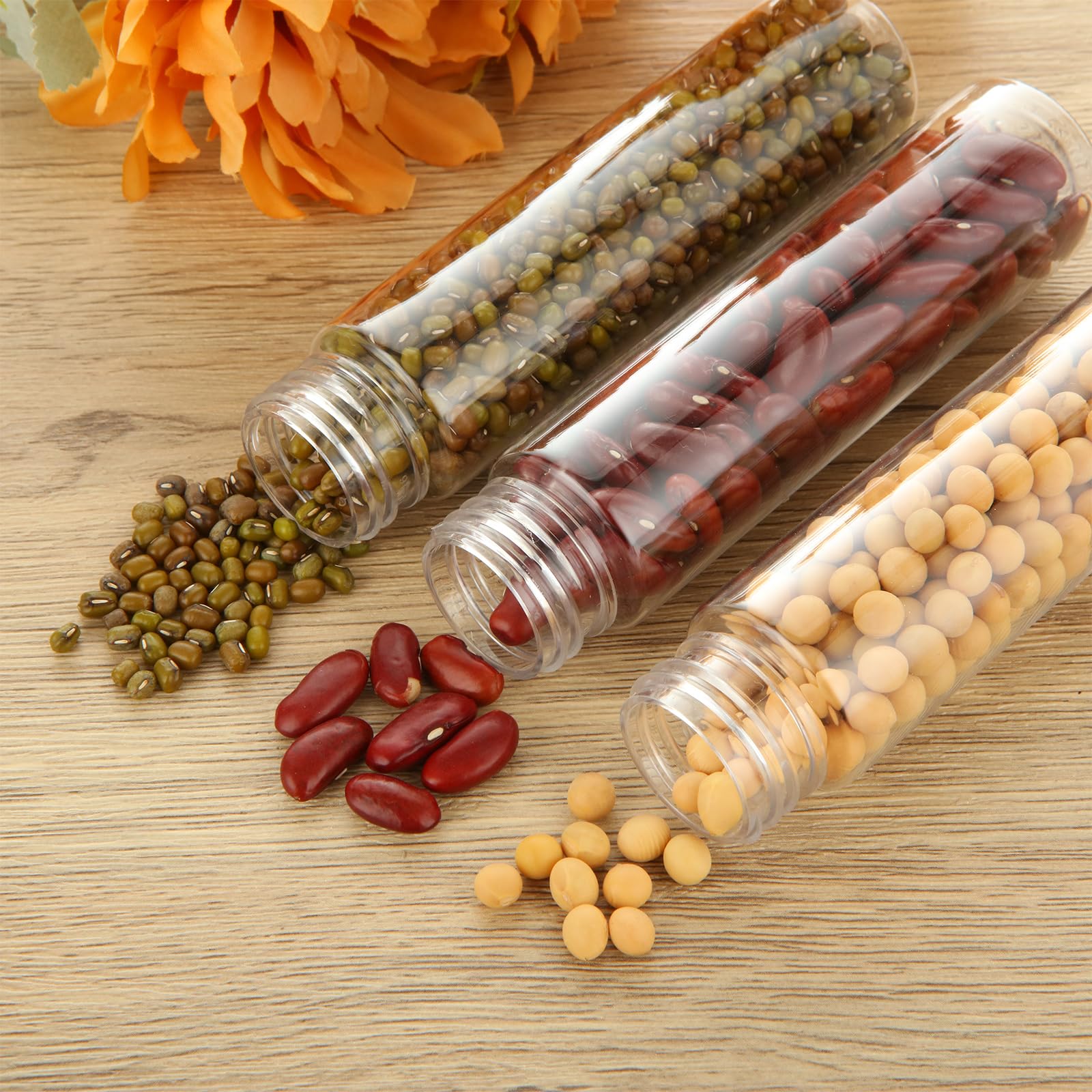 LDHHYH 50 Pack 80ml / 2.8oz Test Tubes with Caps, Clear Plastic Tube, Empty Leakproof Test Tube Bottle for Candy Bath Salt Spices Home Party Decor - Flat Bottom