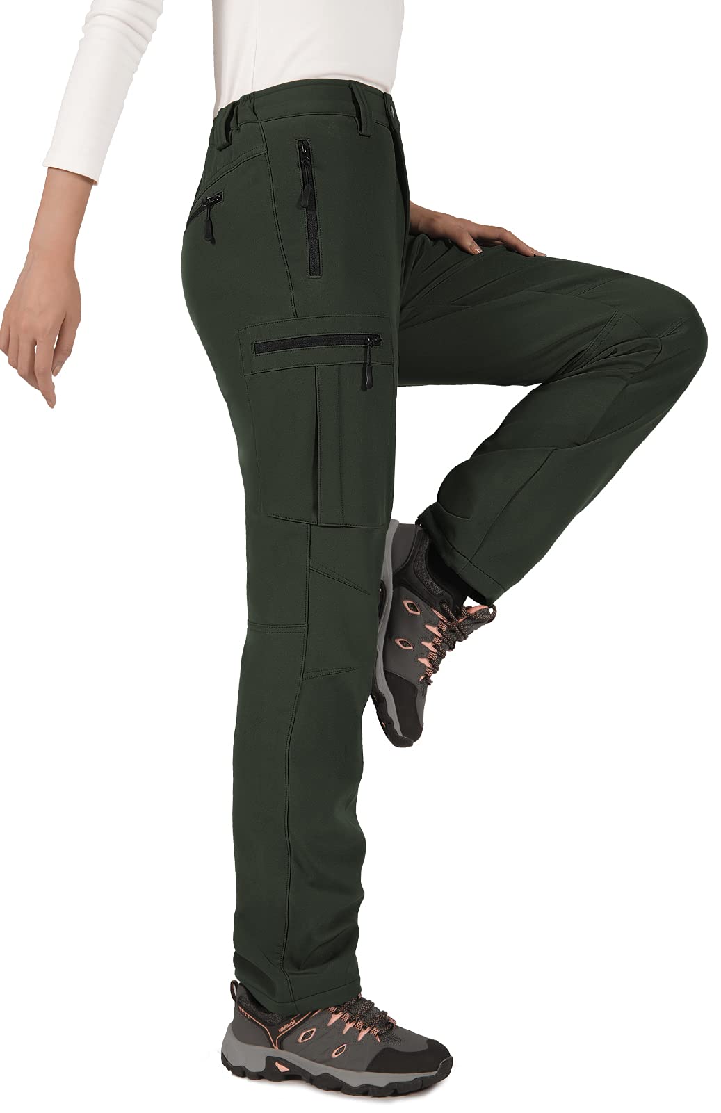 Cycorld Women's-Ski-Snow-Pants, Fleece Lined Water Resistant Windproof Pants Winter Hiking Softshell Pants for Women(Black,Large)