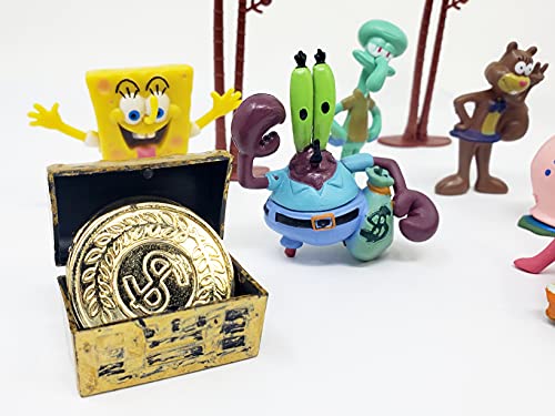 Spongebob Squarepants 14 Piece Play Set with Random Figures and Accessories - May Include Spongebob, Patrick, Squidward, Sandy Cheeks, Patrick Star, Mr. Krabs