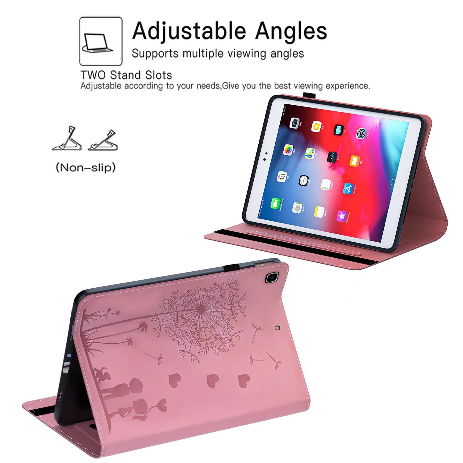 Case for Apple iPad 9.7 (5th/6th Generation 2017/2018), Ultra Slim PU Leather Folio Smart Stand Case for Apple ipad Air 2/ipad Air 1/ipad Pro 9.7 inch, Dandelion Pink