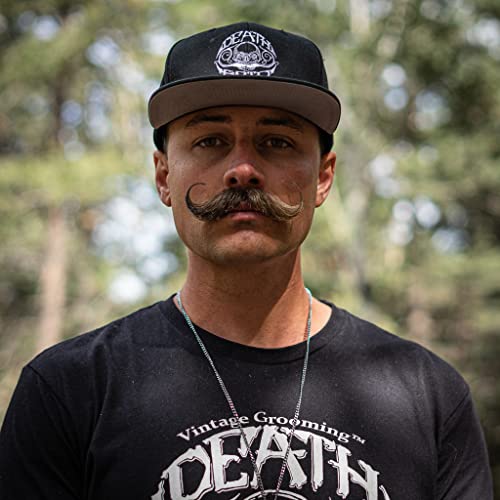 Death Grip Skull Hat | Baseball Cap with Skull Logo Design | Skullcap Back Snap for Men Women & Young Adults Mustache Wax Snapback