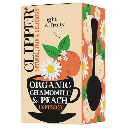 Clipper Tea Chamomile & Peach Teabags β USDA Organic, Great Hot or Iced β Natural, Fair & Delicious Fruity Chamomile & Peach Infusion β 20 Tea Bags