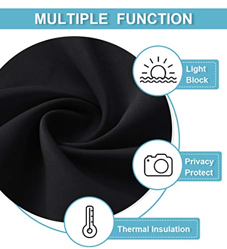 RYB HOME Bedroom Blackout Curtains - Black Curtains Solar Light Block Insulated Drapes Energy Saving for Bedroom Dining Living Room, 42 x 45 inches Long, Black, Set of 2