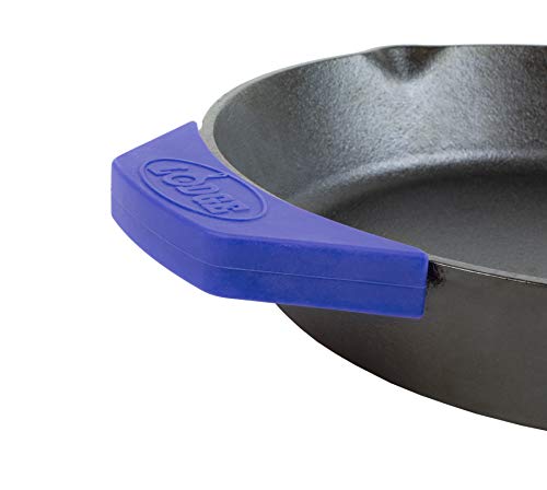 Lodge Cast Iron Serving Pot Cast Iron Double Dutch Oven, 5-Quart & ASAHH31 Silicone Assist Handle Holder, Blue, 5.5" x 2", Pack of 1