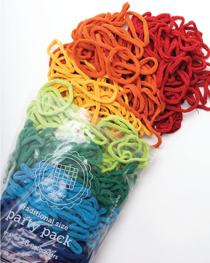 friendly loom Party Pack Rainbow 7" Traditional Size Cotton Loops Makes 18 (6" x 6") Potholders by Harrisville Designs Made in The USA Make Pride Month Potholders
