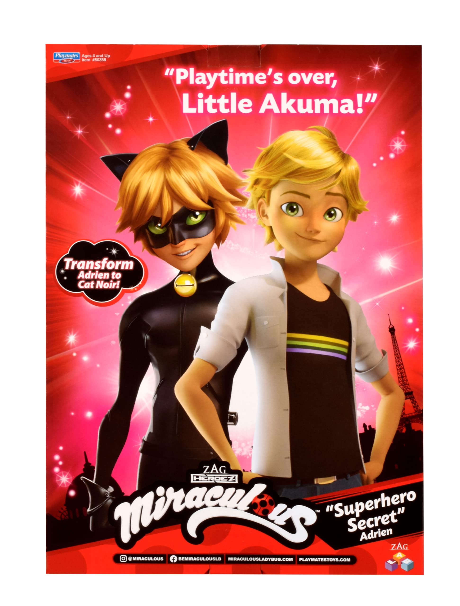 Miraculous Ladybug Superhero Secret Adrien with Cat Noir Outfit by Playmates Toys