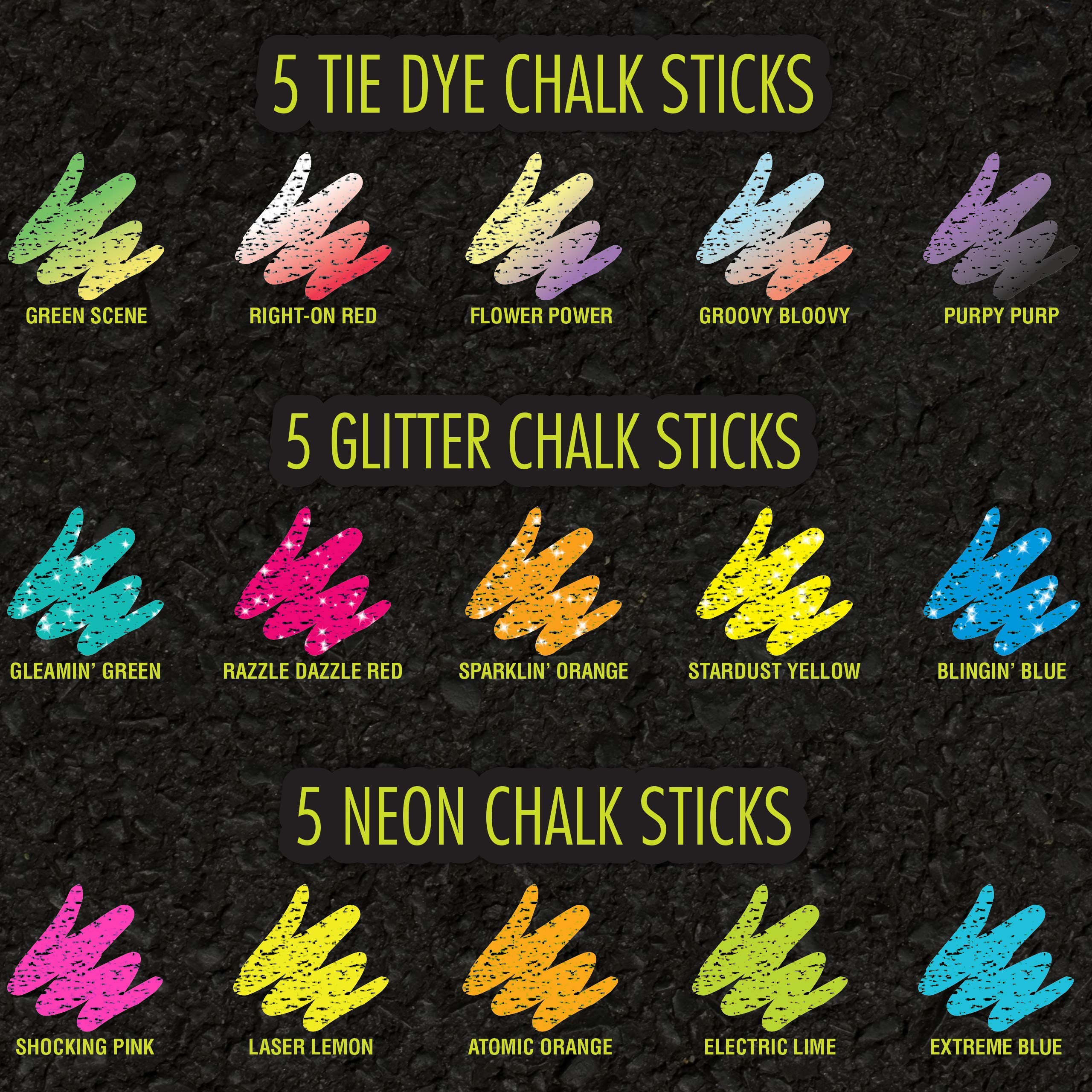Crayola Chalk Set, Special Effects, 30 Count (Glitter, Neon, Tie Dye), Outdoor Toys for Kids, Ages 4+ [Amazon Exclusive]