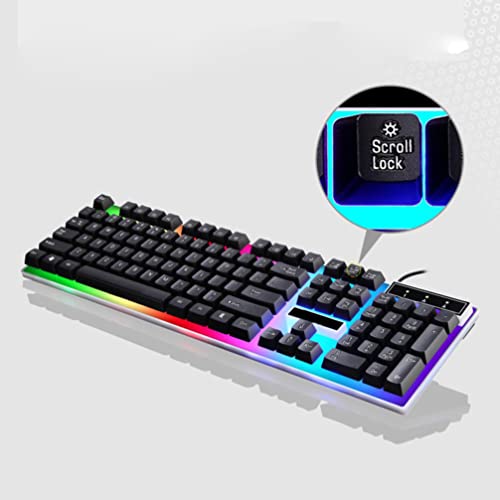 OSALADI Mouse Mechanic Keyboard RGB Gaming Keyboard and LED Ergonomic Mechanical Gaming Keyboard USB Wired Backlight Gaming and Keyboard Set for PC Computer Gaming and Work ( Black )