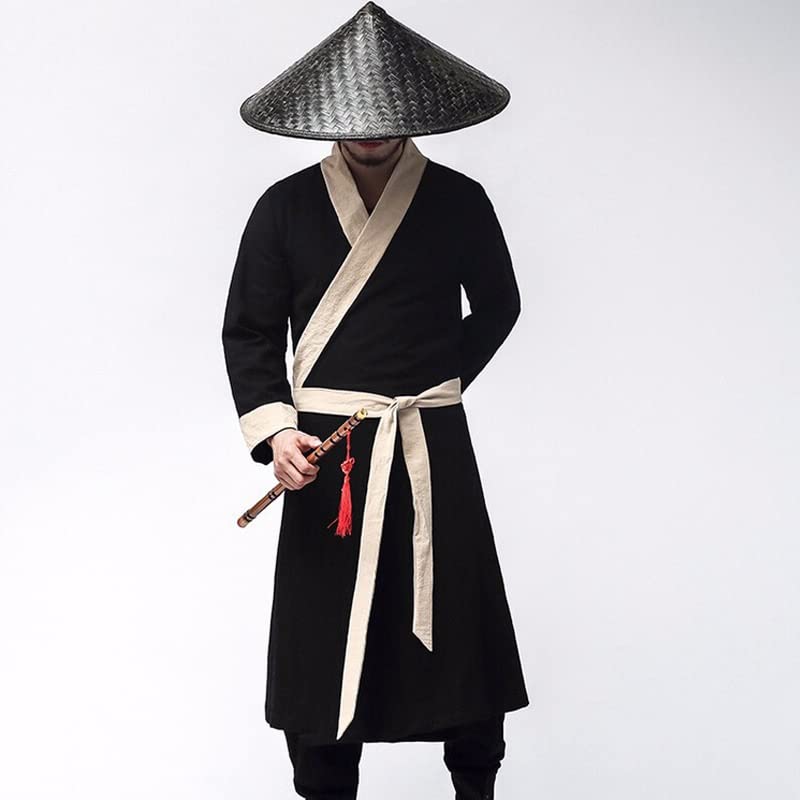 DSFEOIGY Kung Fu Bamboo Weave Hat Shaolin Oriental Headwear Prop Shade Straw Caps Hat (Color : A, Size : One Size)