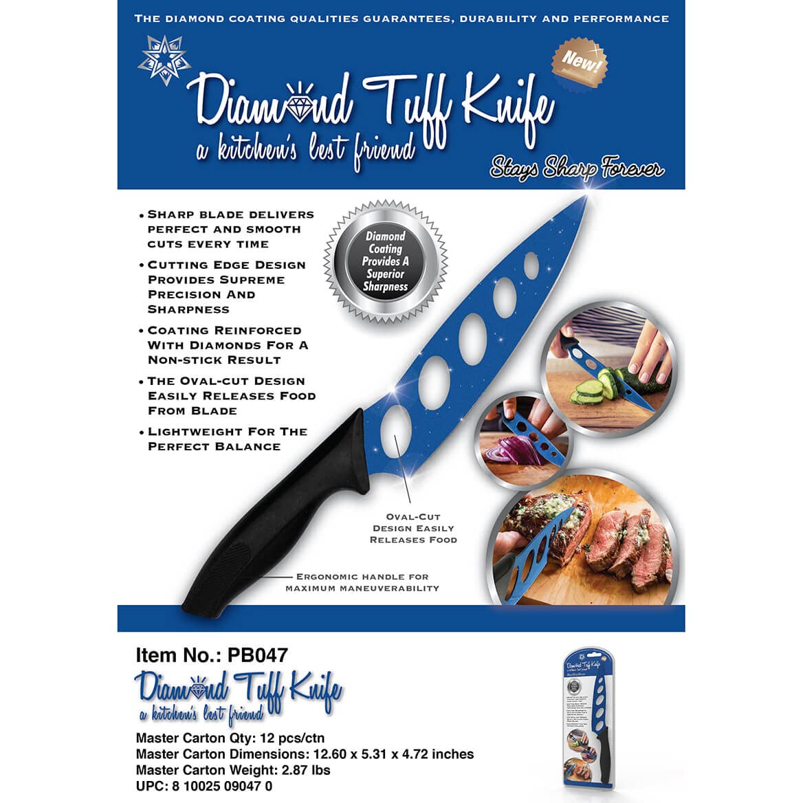 GRANITE TUFF KNIFE- Non-Stick Stainless Steel Granite Coated Blade -Chef's Knife -Kitchen Knife - Light-weight & Tough Sharp