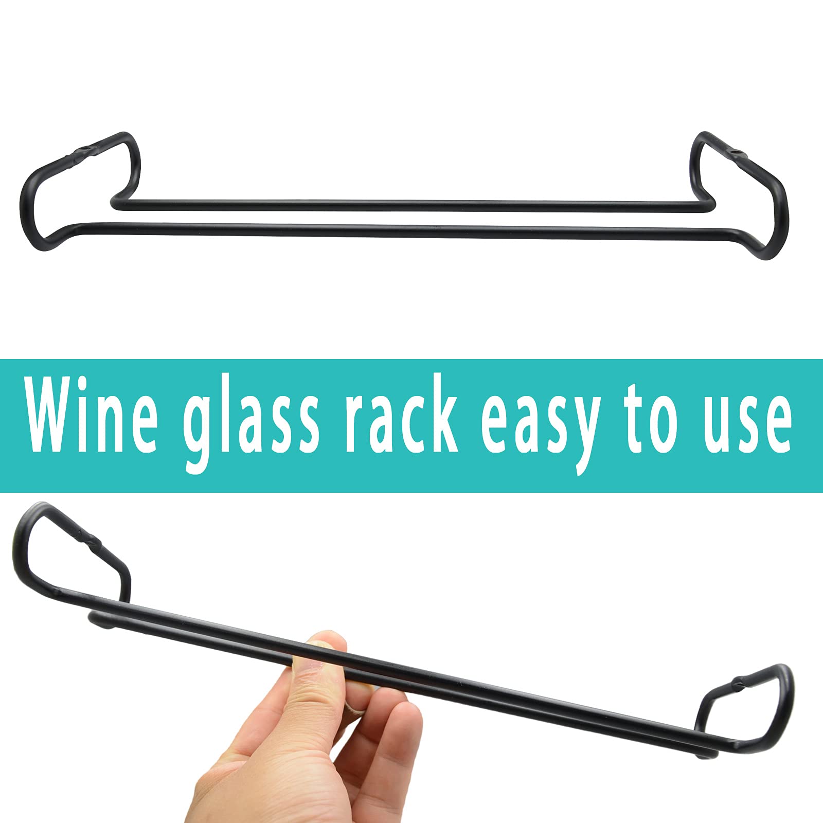 eastbao Wine Glass Rack Under Cabinet Shelf Glasses Holder Storage With Drying Stemware Rack Under Counter Metal Hanger Hanging Rack for Kitchen Black