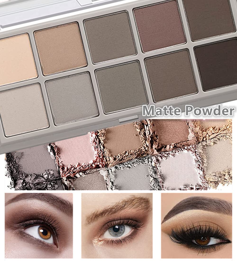 Go Ho 10 Colors Eyeshadow Palette,All Matte Nude Pink Eyeshadow Makeup,Highly Pigmented Smooth Warm Shades Eye Shadow,Waterproof Eyeshadow Makeup Palette,09 Matte Nude Powder