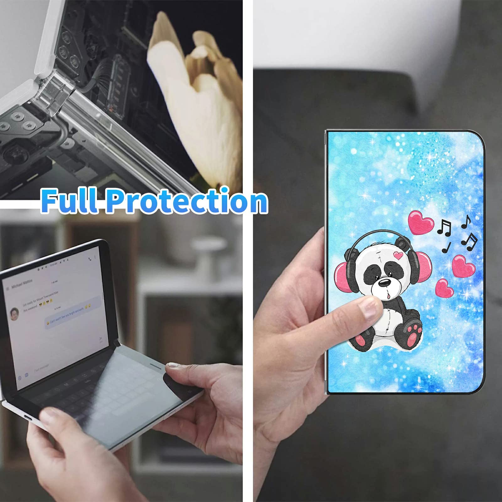 Case for Microsoft Surface Duo 2 8.3", Dikoer Microsoft Surface Duo 2 Phone Case for Women Men, Ultra Slim Hard PC Back Shockproof Flip Cover for Microsoft Surface Duo 2 2nd 2021, Blue DJ Panda