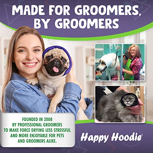 The Original Happy Hoodie for Dogs & Cats - Since 2008 - The Grooming and Force Drying Miracle Tool for Anxiety Relief & Calming Dogs (Large, Black)