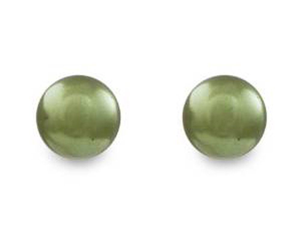 Classic Avocado Green Color 8mm Faux Pearl Stud Earrings - Pierced Post